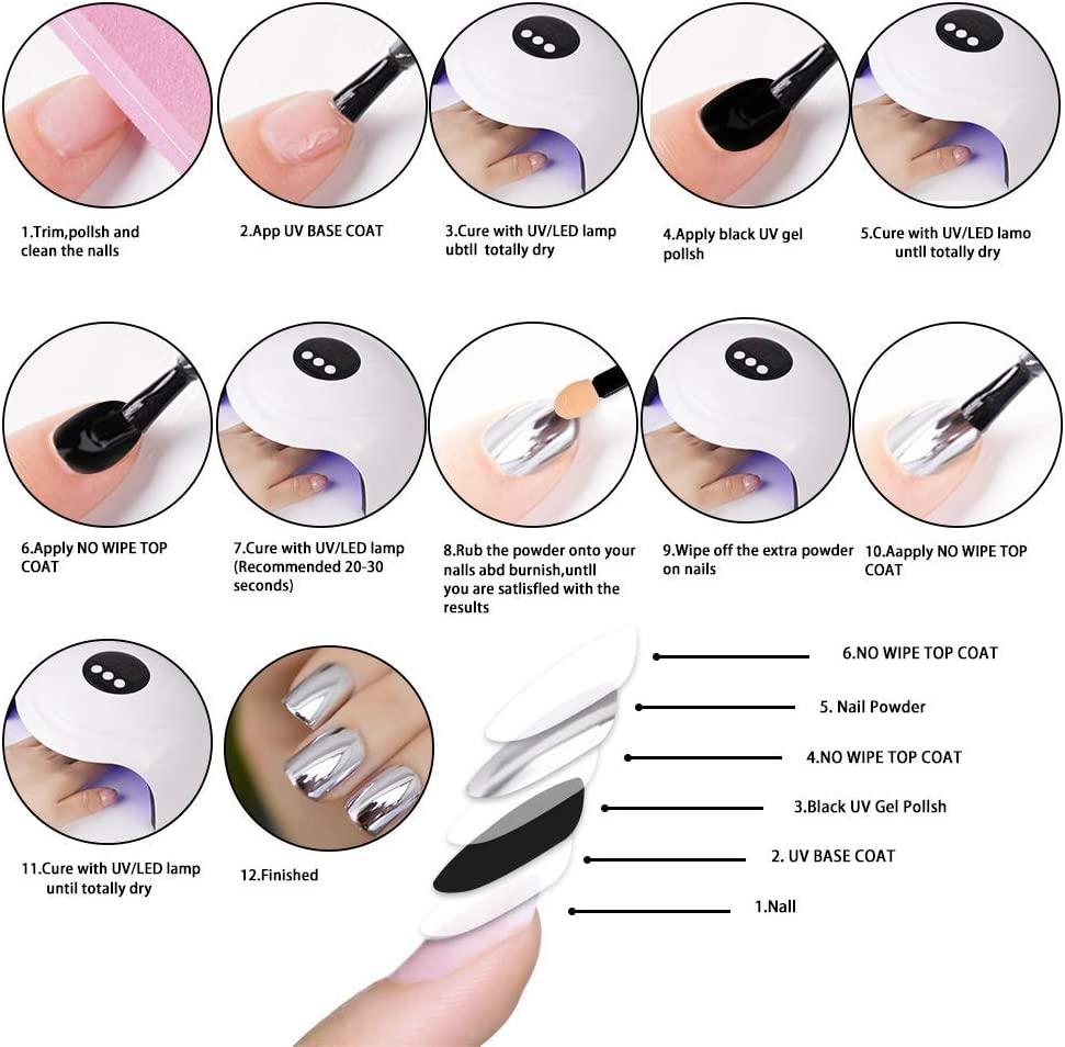 Shop 6pcs Chrome Nail Powder Bishengyf Metallic Mirror Glitter Effect
