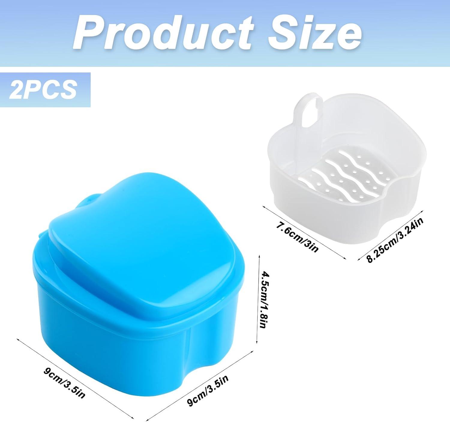 2 PC Denture Storage Box Set | Portable Braces Container & Tooth Rail ...