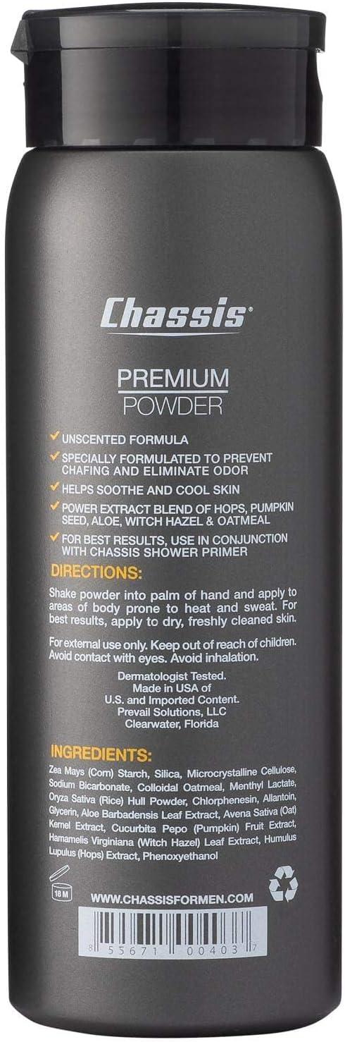 Chassis Unscented Men's Body Powder - Premium Natural Odor-Absorbing ...