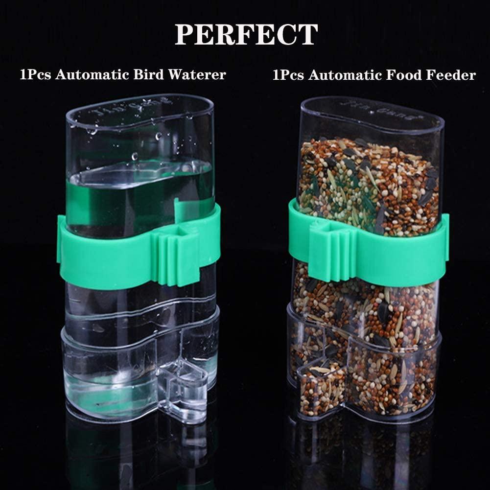 2 Pack Seneme Automatic Bird Water & Food Dispenser Set | Clear Cage ...