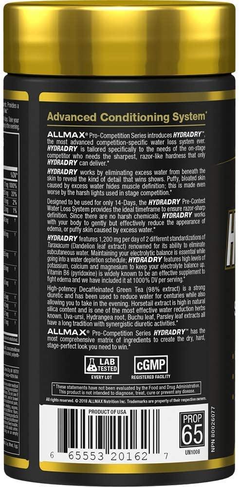 ALLMAX Nutrition HydraDry 14-Day Pre-Contest Water Loss System - 84 ...