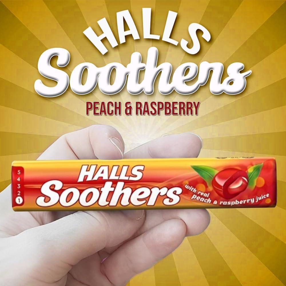Halls Soothers 4 Peach & Raspberry Flavour 45g with Real Fruit Juice ...