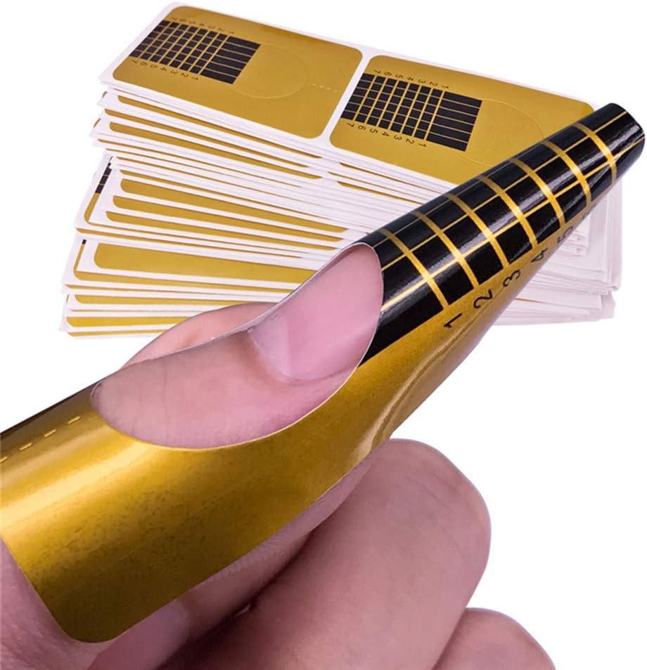 100 Self-Adhesive Nail Templates - Golden Gel Nail Modeling & Extension ...