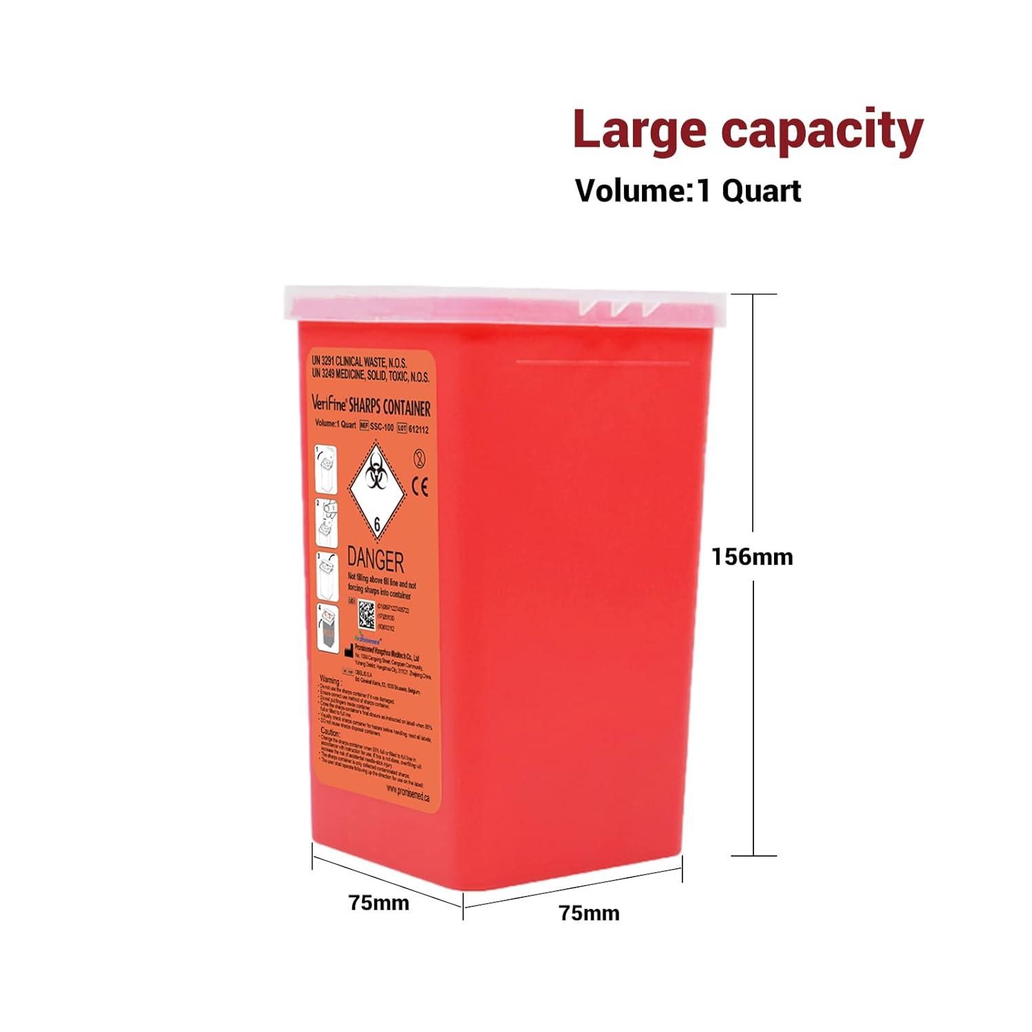 Verifine Sharps Container 1 Quart (Pack of 3) | Needle Disposal ...
