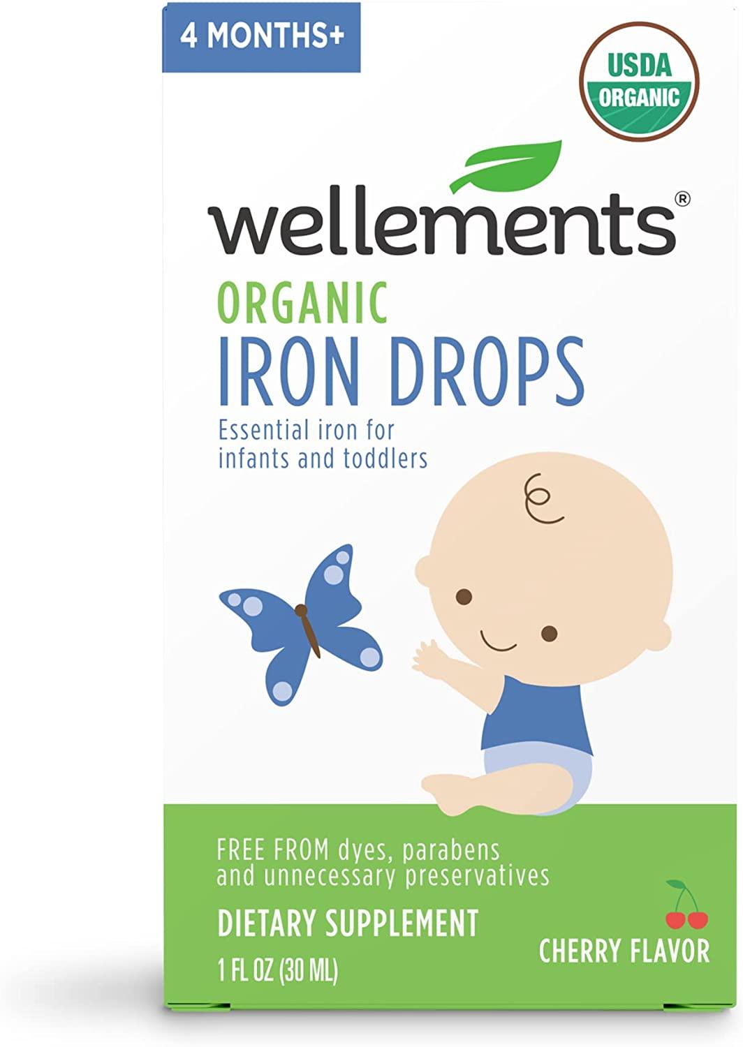Organic Iron Drops for Infants & Toddlers - 1 Fl Oz Liquid Supplement ...
