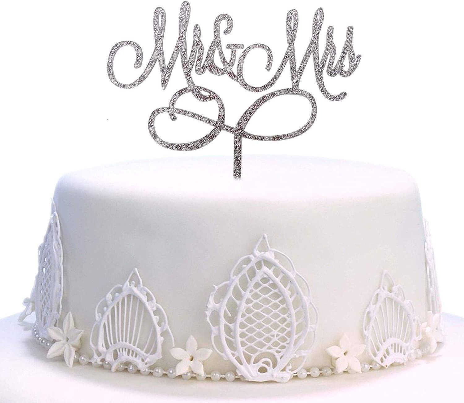 Mr and Mrs Cake Topper Acrylic Silver Wedding Cake Topper Party Cake ...