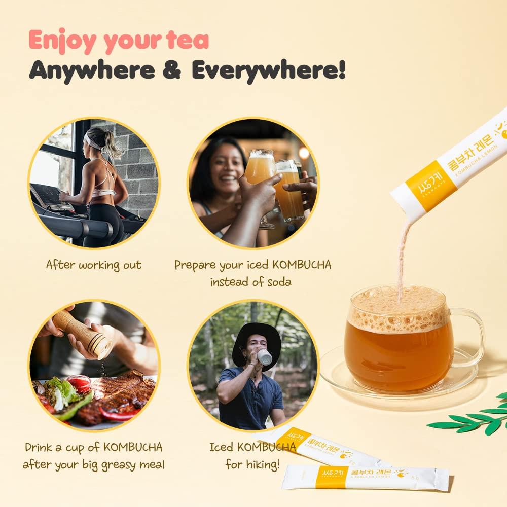 Ssanggye Kombucha Lemon Powder Stick Type (30 Sticks 5.3oz) - Sugar ...