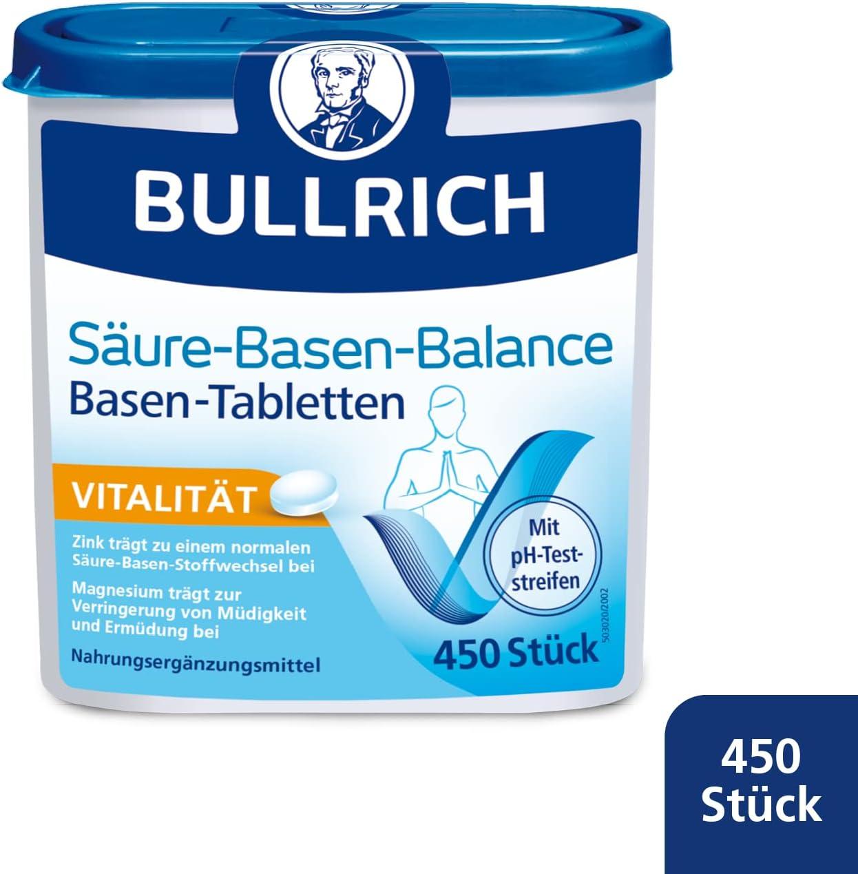 Bullrich Acid-Base Balance Tablets 450 pcs | Vegan with Zinc & 24 pH ...