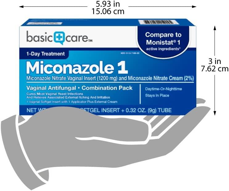 Amazon Basic Care Miconazole 1 - 1-Day Treatment Combo Pack for Vaginal ...
