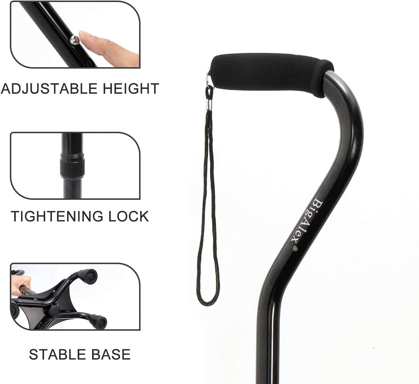 BigAlex Adjustable Quad Cane - Lightweight with Foam Padding Handle for ...