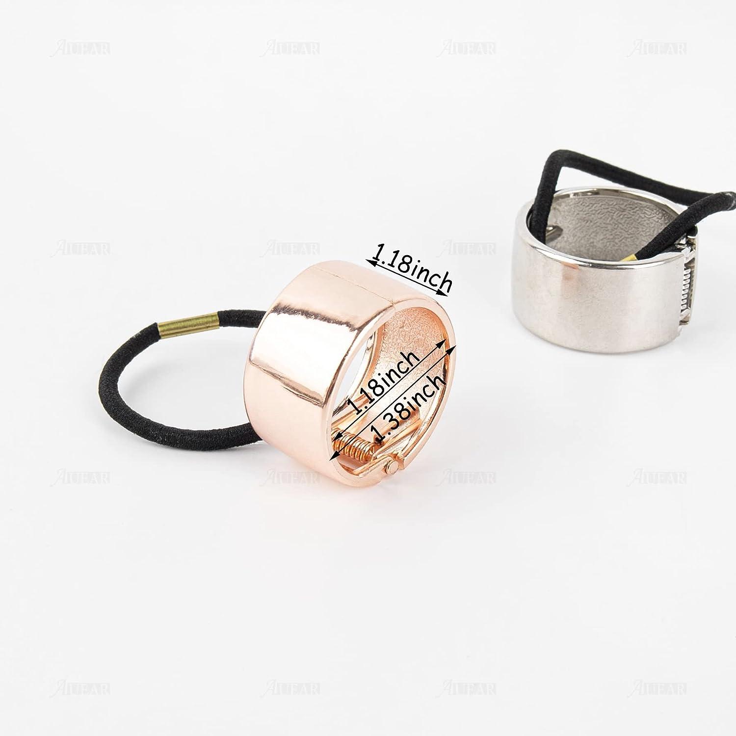AUEAR Brushed Metal Hair Cuff Ponytail Holder Elastic Hair Tie Set (4 ...