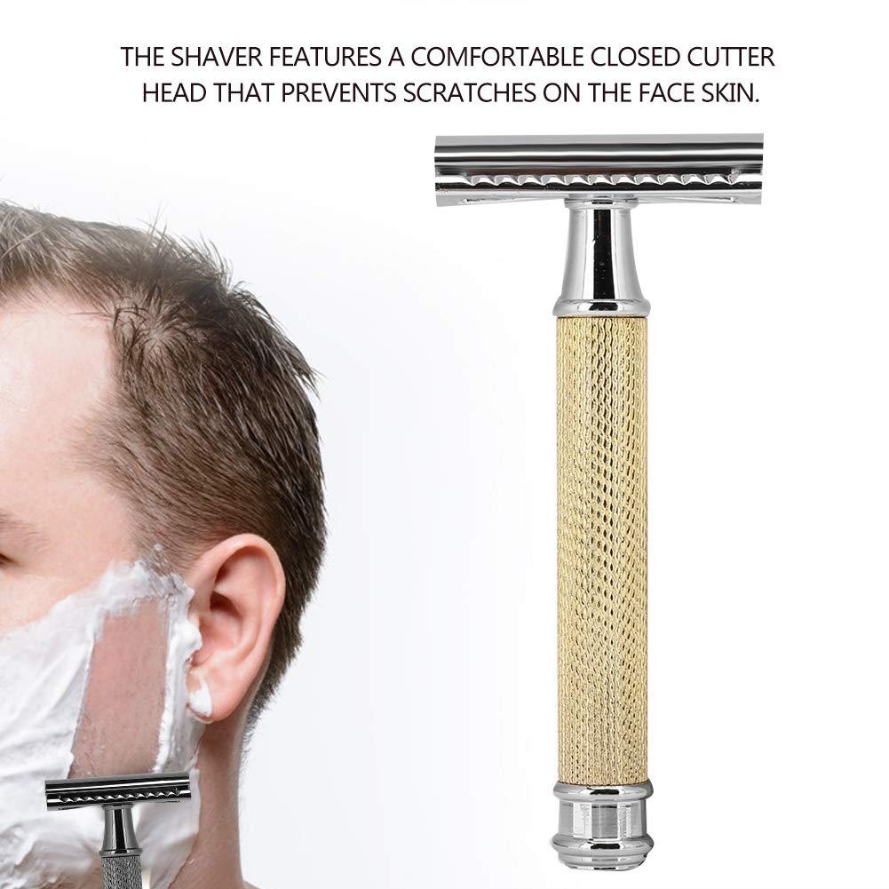 Classic Manual Razor for Men - Gold Double-Edged Safety Shaver with ...