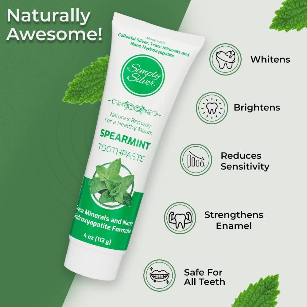 Simply Silver Toothpaste Spearmint - Nano Hydroxyapatite Formula All ...