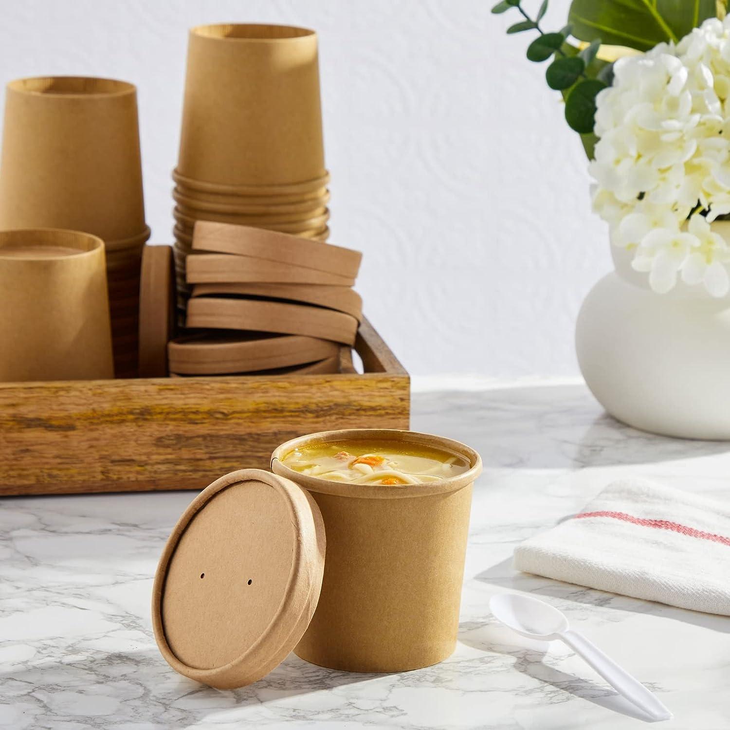 Juvale 50 Pack 12 oz To Go Soup Containers with Lids - Disposable Paper ...