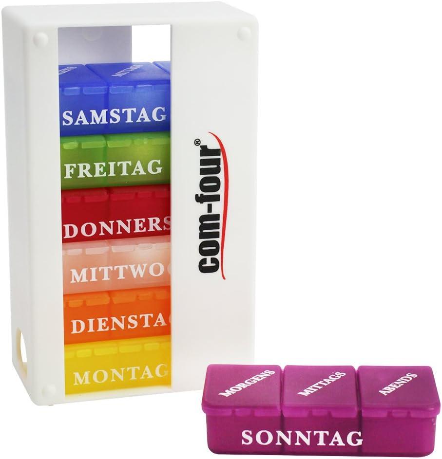 Com-Four 2x Drug Doser - 7-Day Medication Organizer with 3 Compartments ...