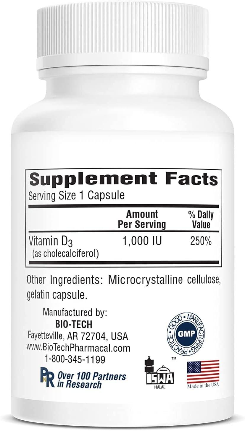 Bio-Tech Pharmacal Vitamin D3 1k IU 250 Count - Standard Packaging ...