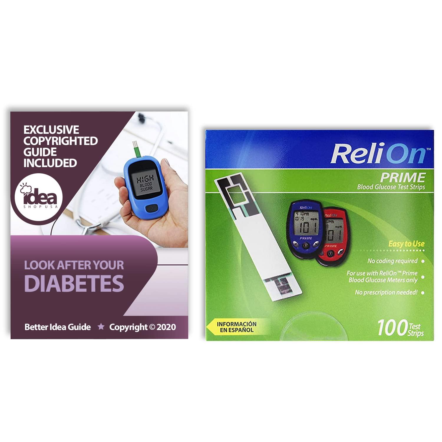 ReliOn Prime Blood Glucose Test Strips 100 Ct Bundle + Look After Your ...