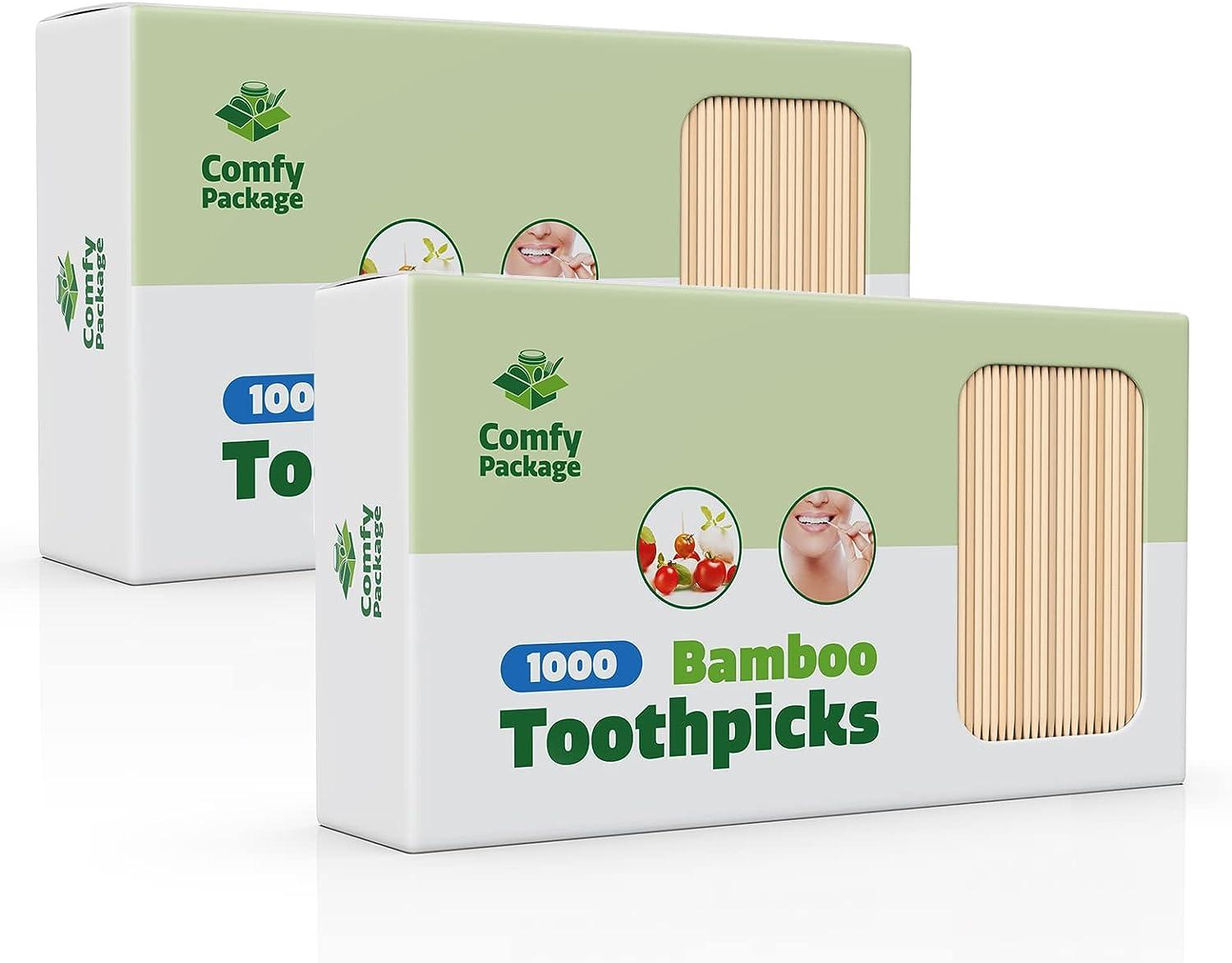 2000 Count Bamboo Double-Point Toothpicks - Wooden Round Teeth Picks ...