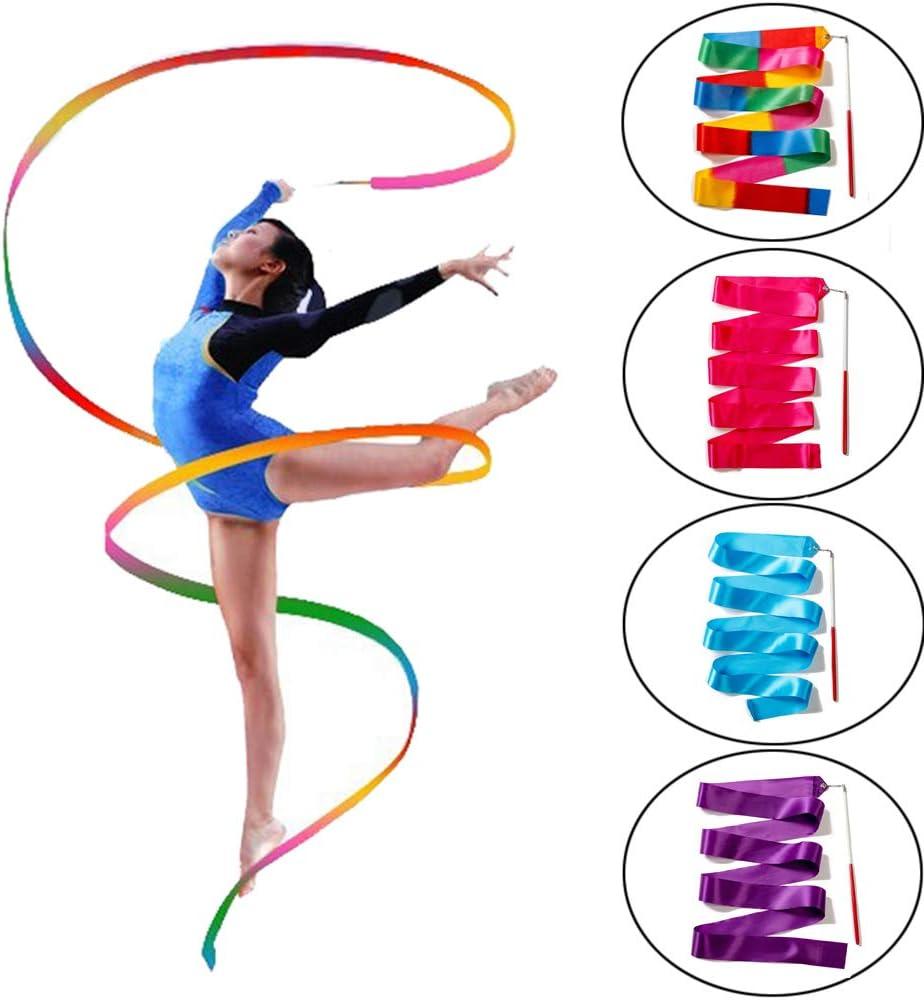 Ceqiny 5pcs Dance Ribbons with Wand - 2 Meters Rhythmic Gymnastic ...