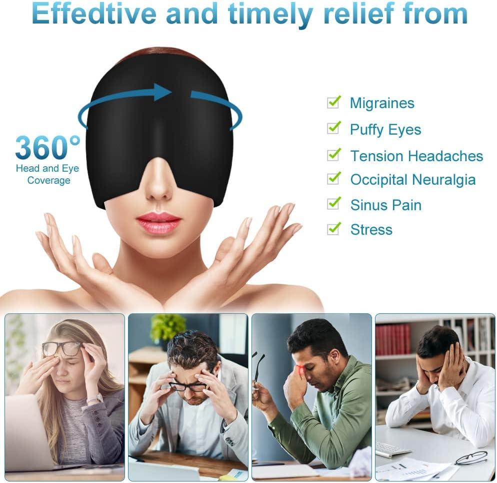 ACWOO Upgrade Migraine Relief Cap - Reusable Double-sided Gel Therapy ...