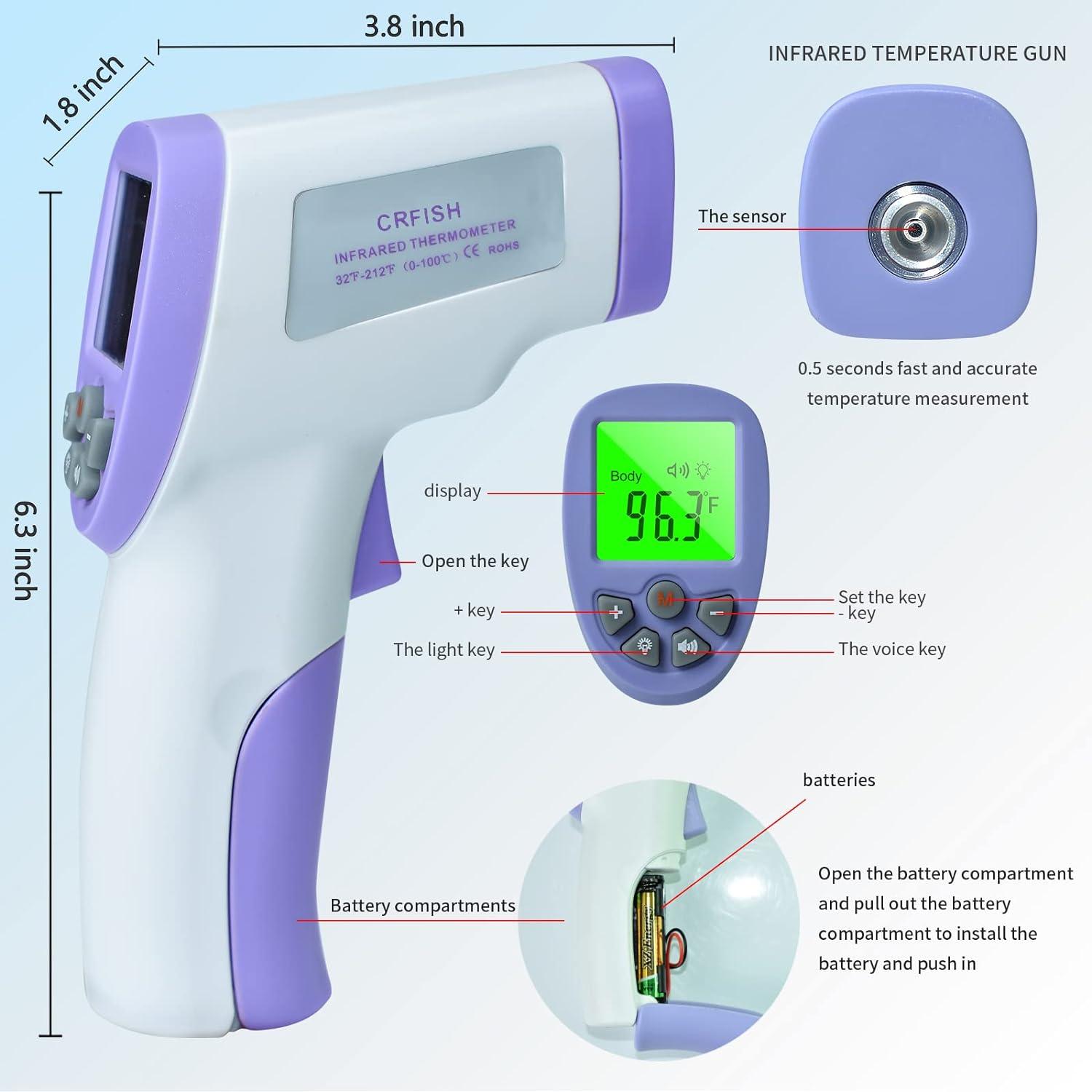 Touchless Infrared Forehead Thermometer - Accurate Digital Thermometer ...