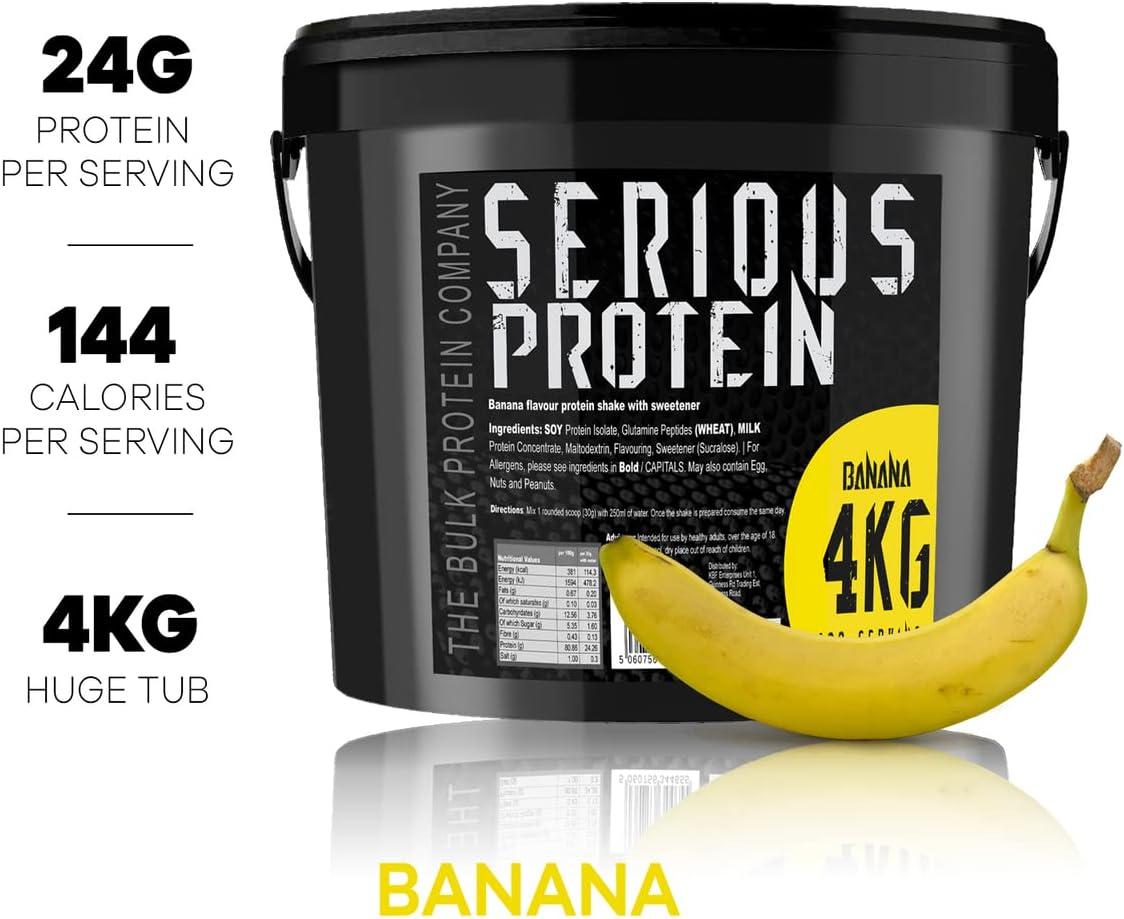 The Bulk Protein Company SERIOUS Protein Powder 4kg - Banana Flavor ...