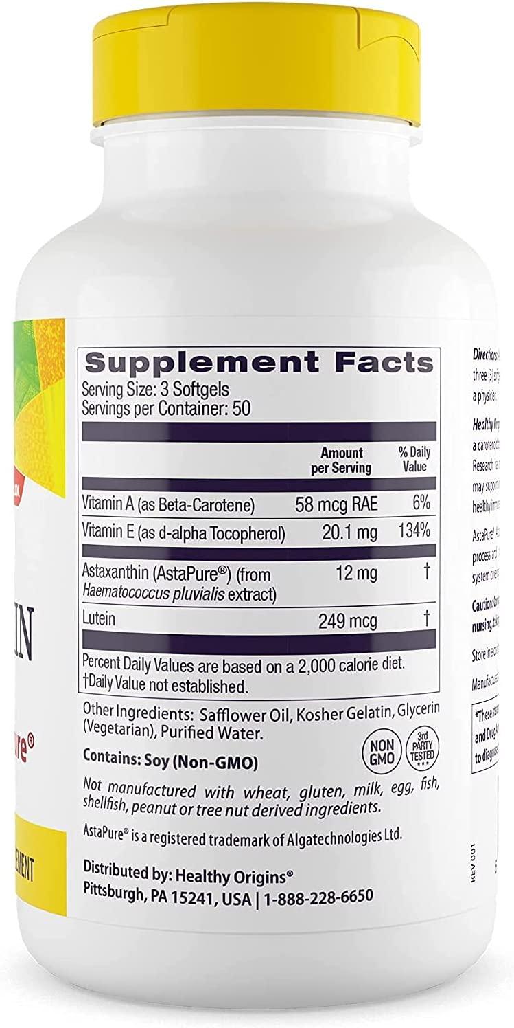 Healthy Origins Astaxanthin (AstaPure) 4 mg - 150 Softgels | Buy Now ...