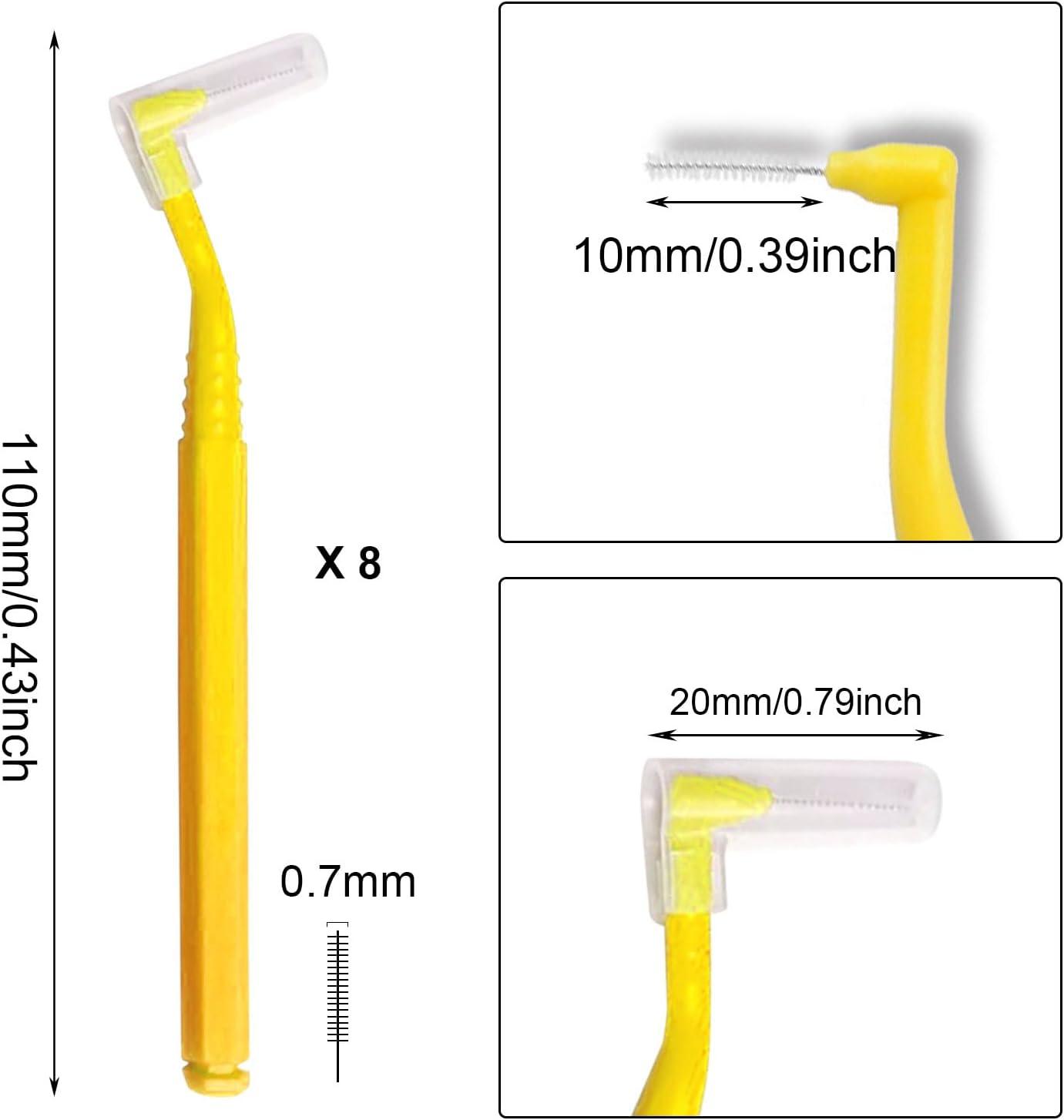 SKHAOVS 40pcs L-Shaped Interdental Brushes 0.7mm - Long Handle ...
