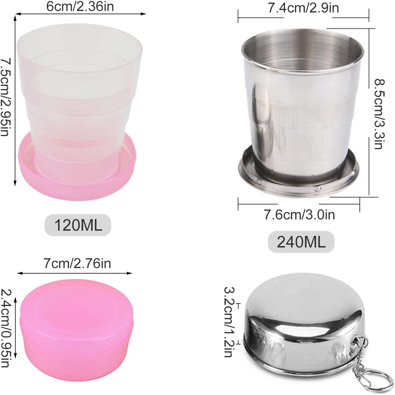 Portable Stainless Steel Collapsible Cup with Keychain - 240ML | BPA ...