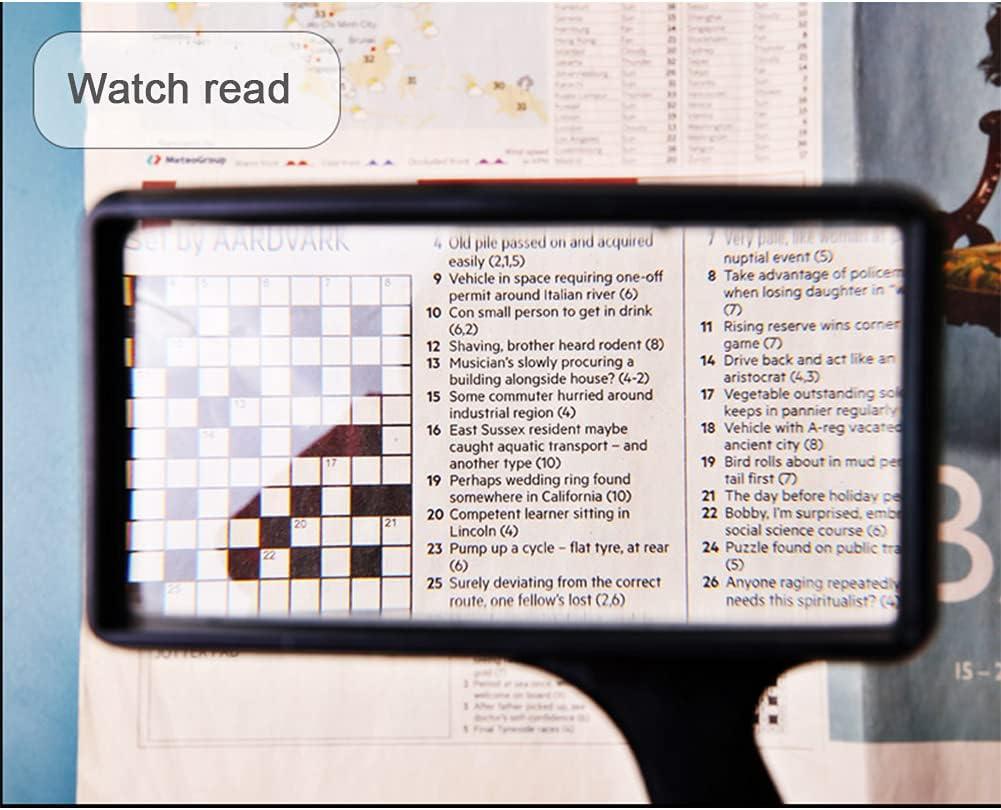 HYRZD Hand-held Rectangular Magnifying Glasses - 4X Magnification ...