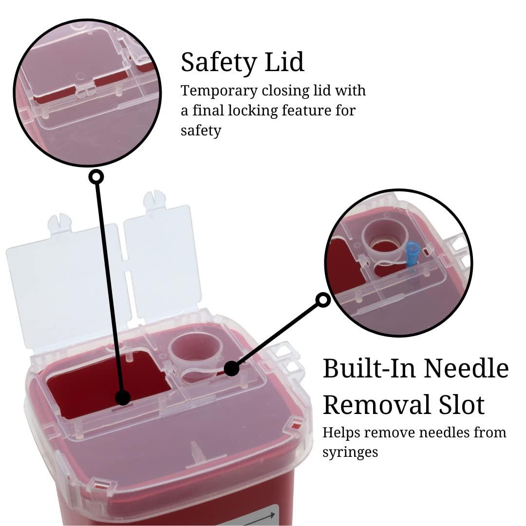 1 Quart Biohazard Needle and Syringe Disposal Sharps Container - Pack ...