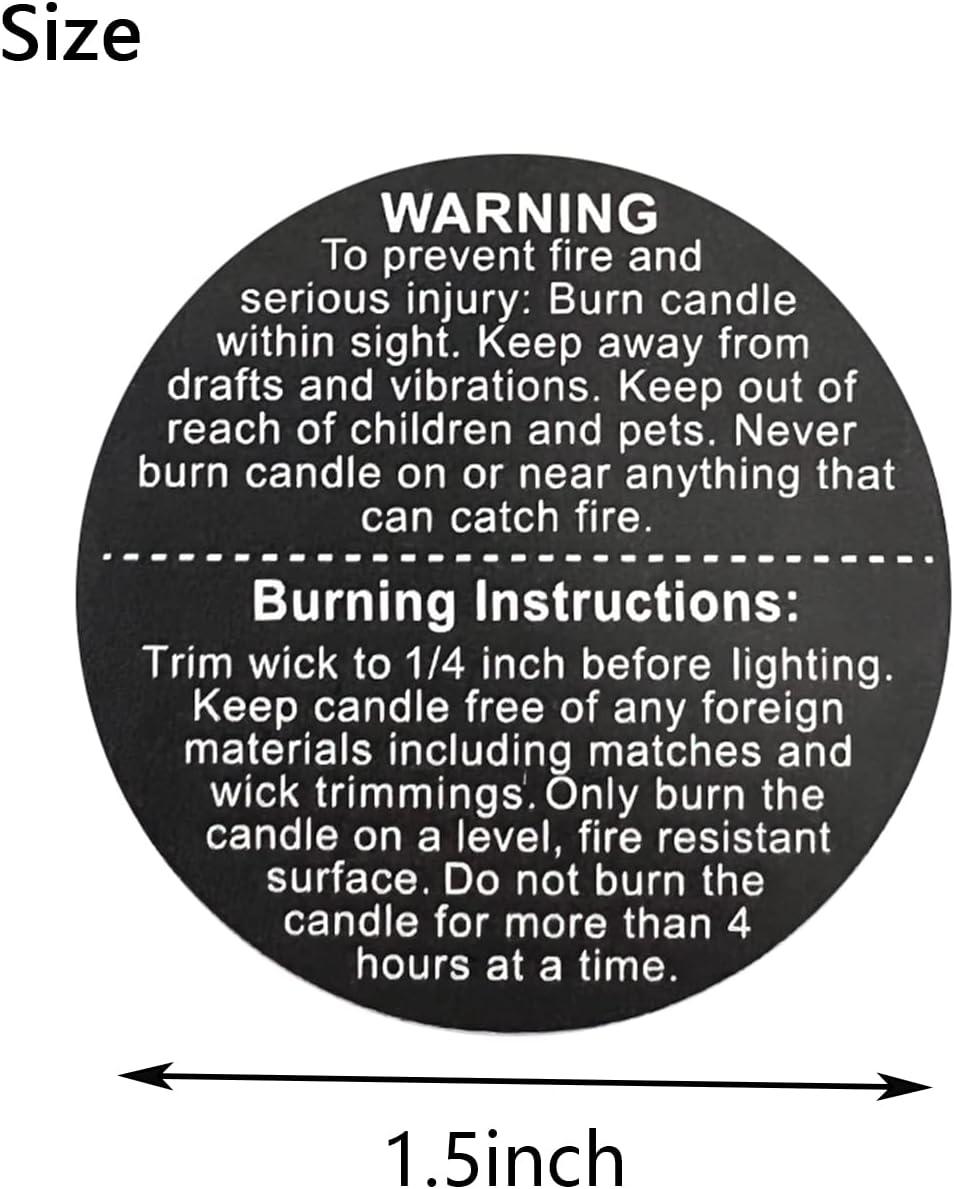 1000 PCS 1.5 Round Candle Warning Labels - Black Safety Stickers for ...