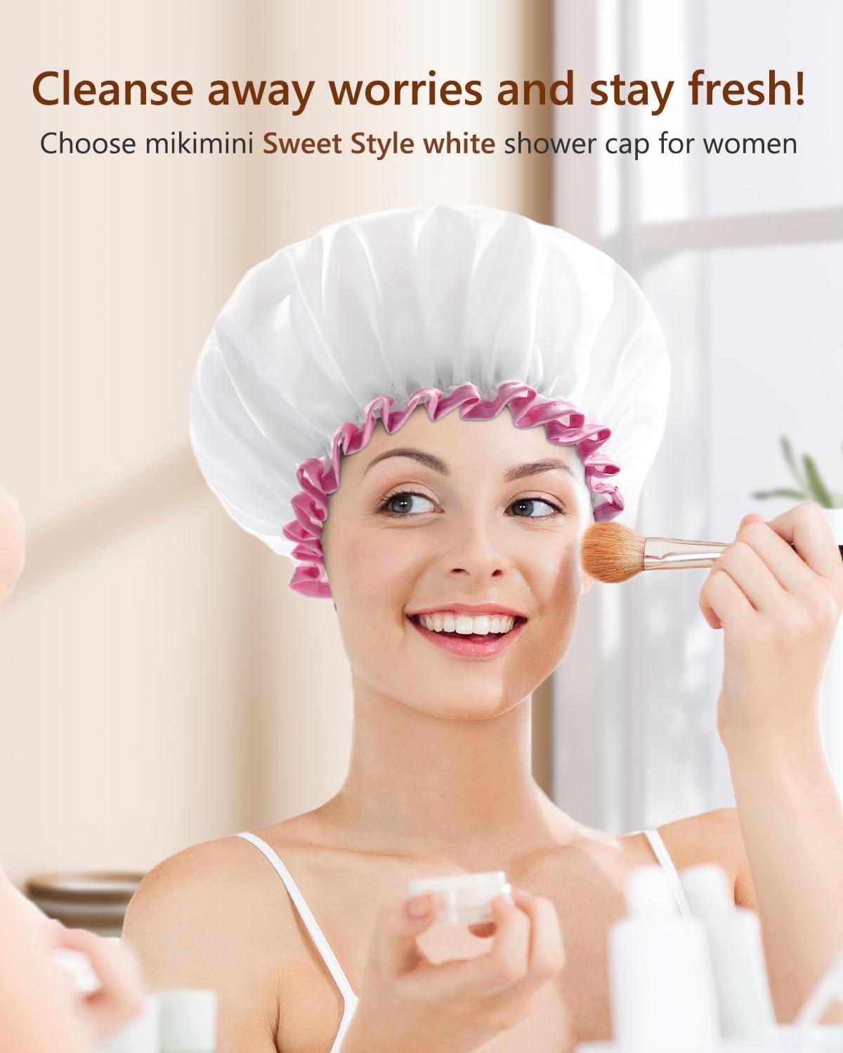 Mikimini XL White Shower Hood for Long Hair - Reusable Waterproof Soft ...