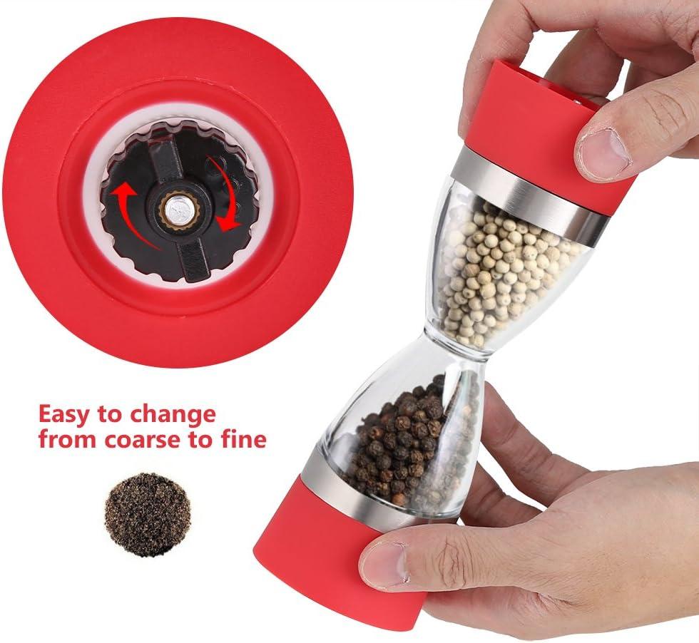 Salt and Pepper Grinder 2 in 1 Manual Salt Pepper Mill Dual Combo Mill ...