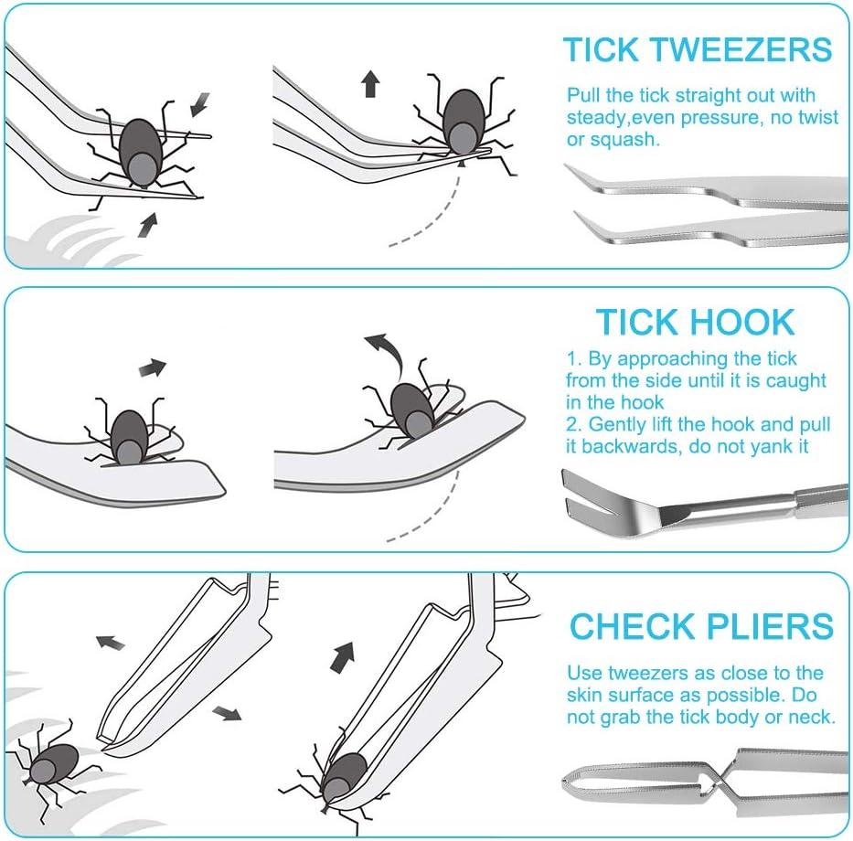 Surmounty Tick Removal Set - 6Pcs Stainless Steel Tick Tweezers ...
