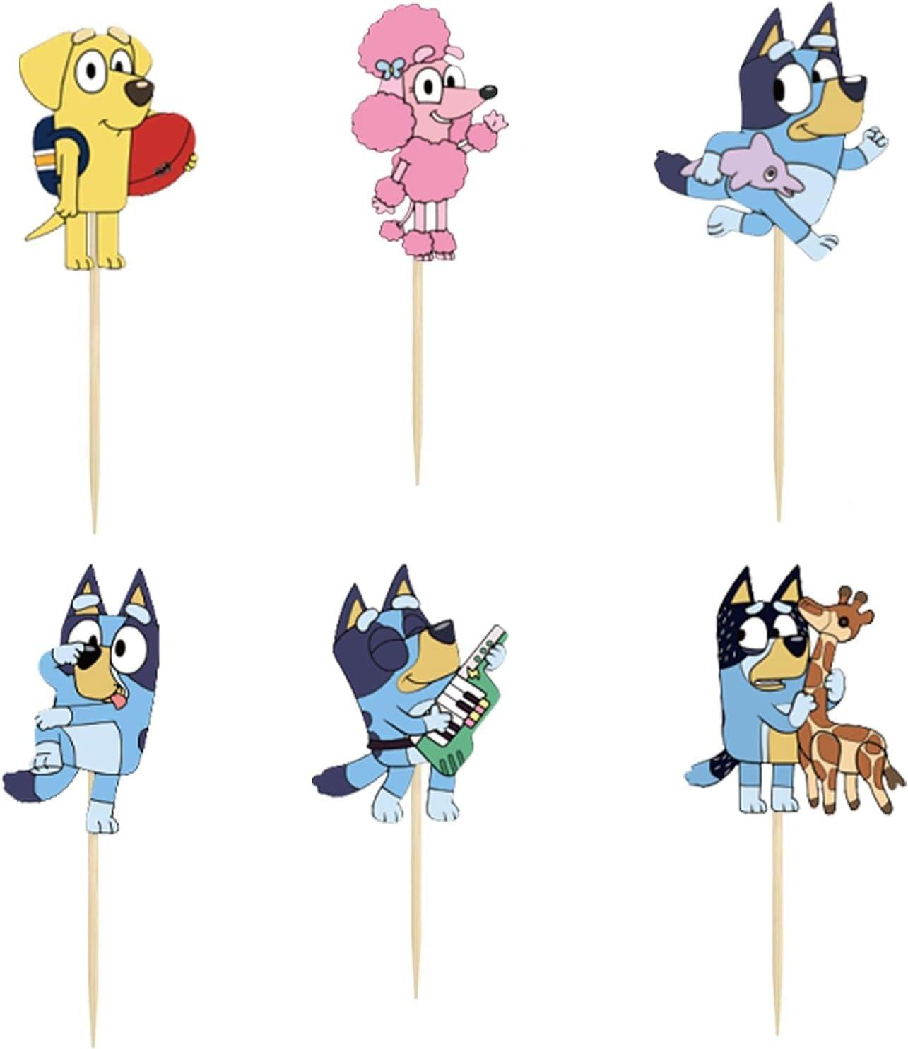 13PCS Blue Dog Cake Cupcake Topper Decorations Cartoon Dog Happy ...