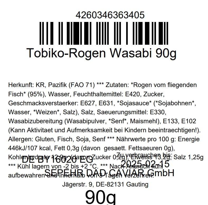 Premium Tobiko Caviar - Green Wasabi Flying Fish Roe 90g | Gourmet ...