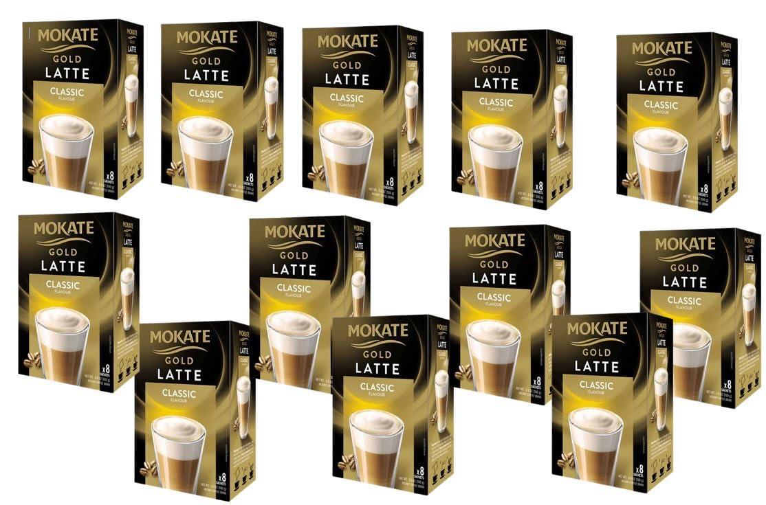 Mokate Gold Classic Flavour Instant Coffee Drink -Pack Of 12 (8 x 12.5g (100g) Latte) Latte 100 ...