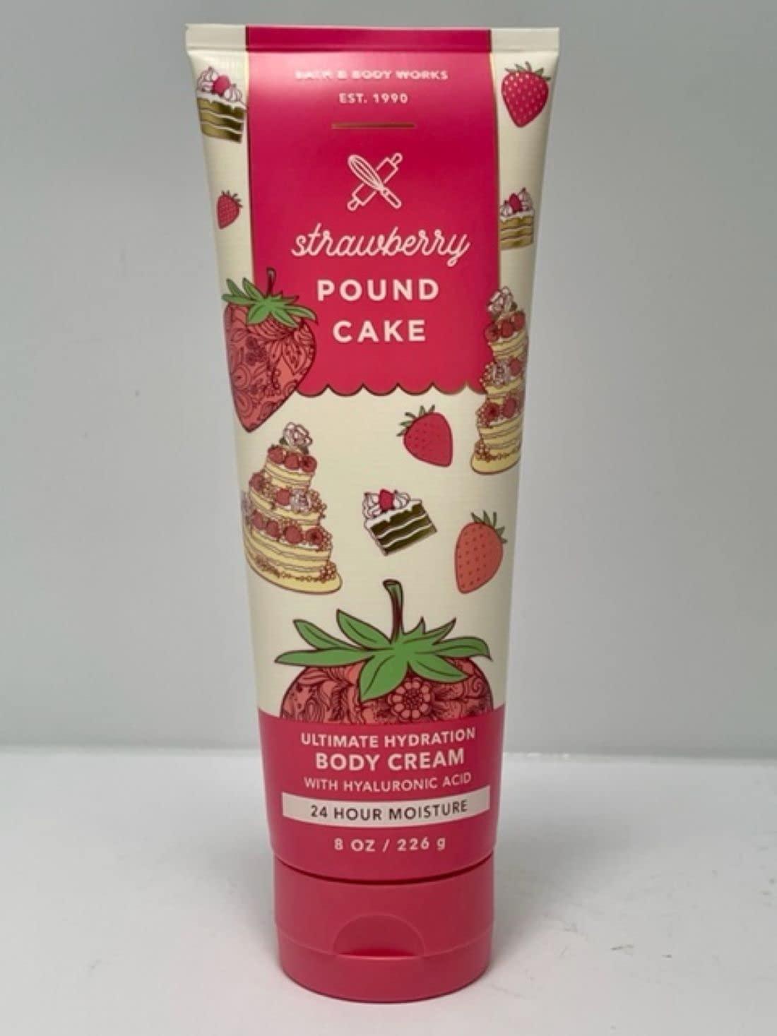 Bath and Body Works Strawberry Pound Cake Hydration Body Cream with Hyaluronic Acid - 8 oz (Pack ...