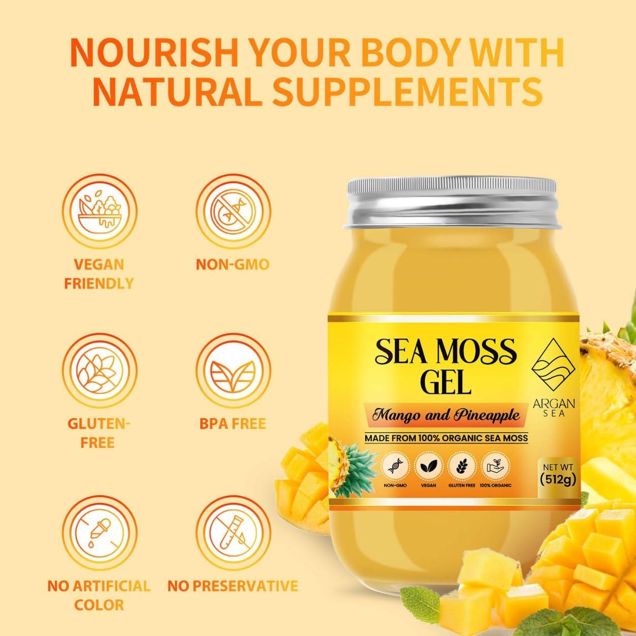 Mango & Pineapple Sea Moss Gel (500G) by ArganSea | Natural and Organic ...