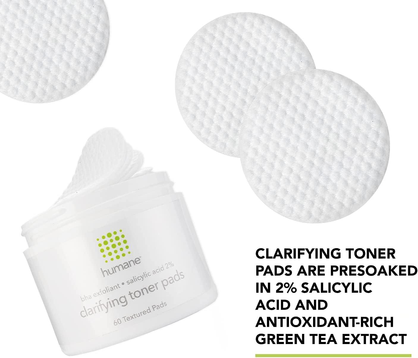 Humane Clarifying Toner Pads - 2% BHA Salicylic Acid Exfoliator - Pore ...