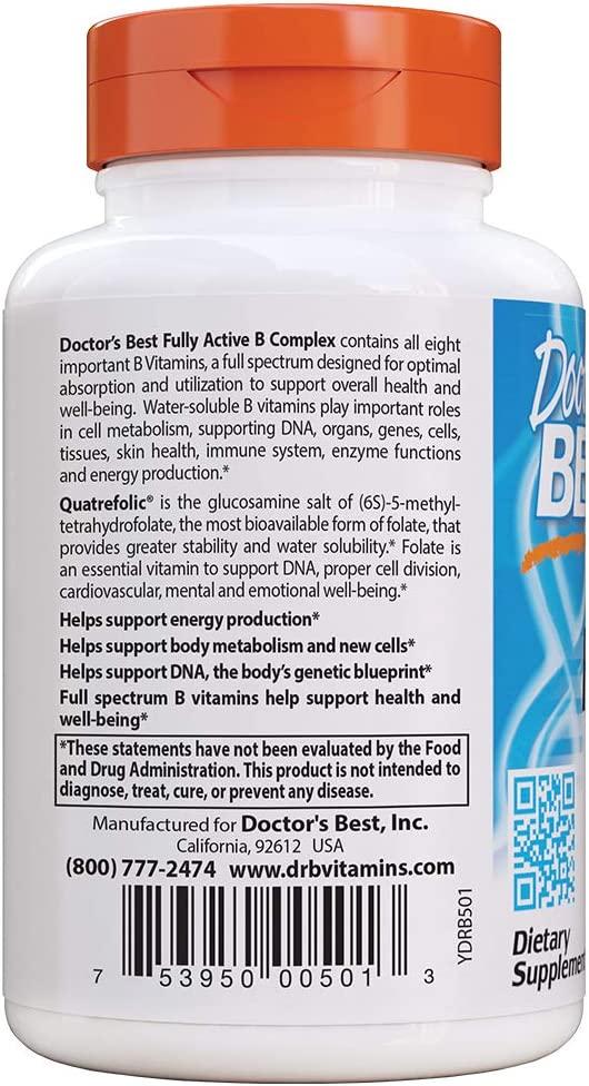 Doctor's Best Fully Active B Complex with Quatrefolic | 60 Veggie Caps ...