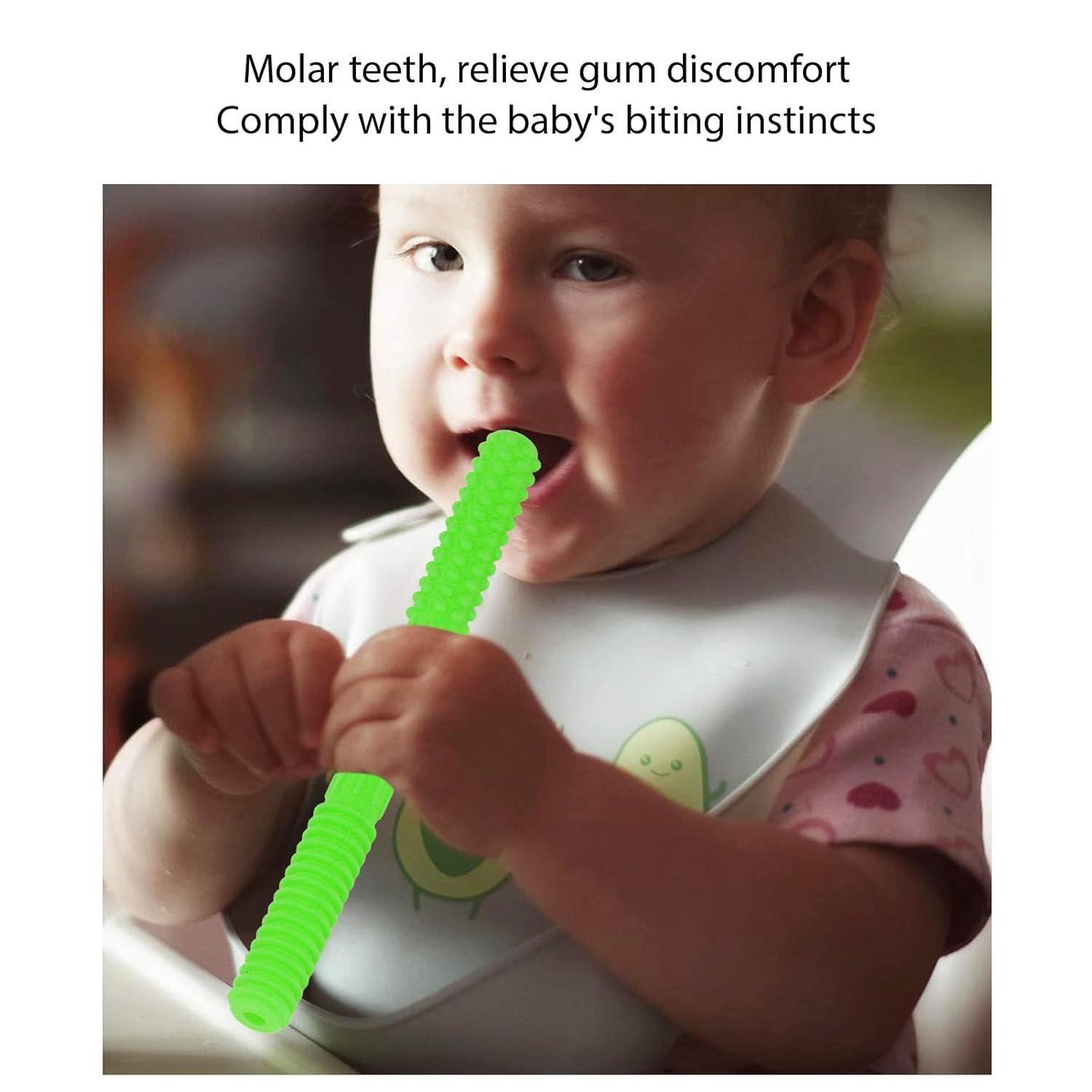 Flexible Soft Silicone Teething Tube for Home - Green Hollow Teething ...