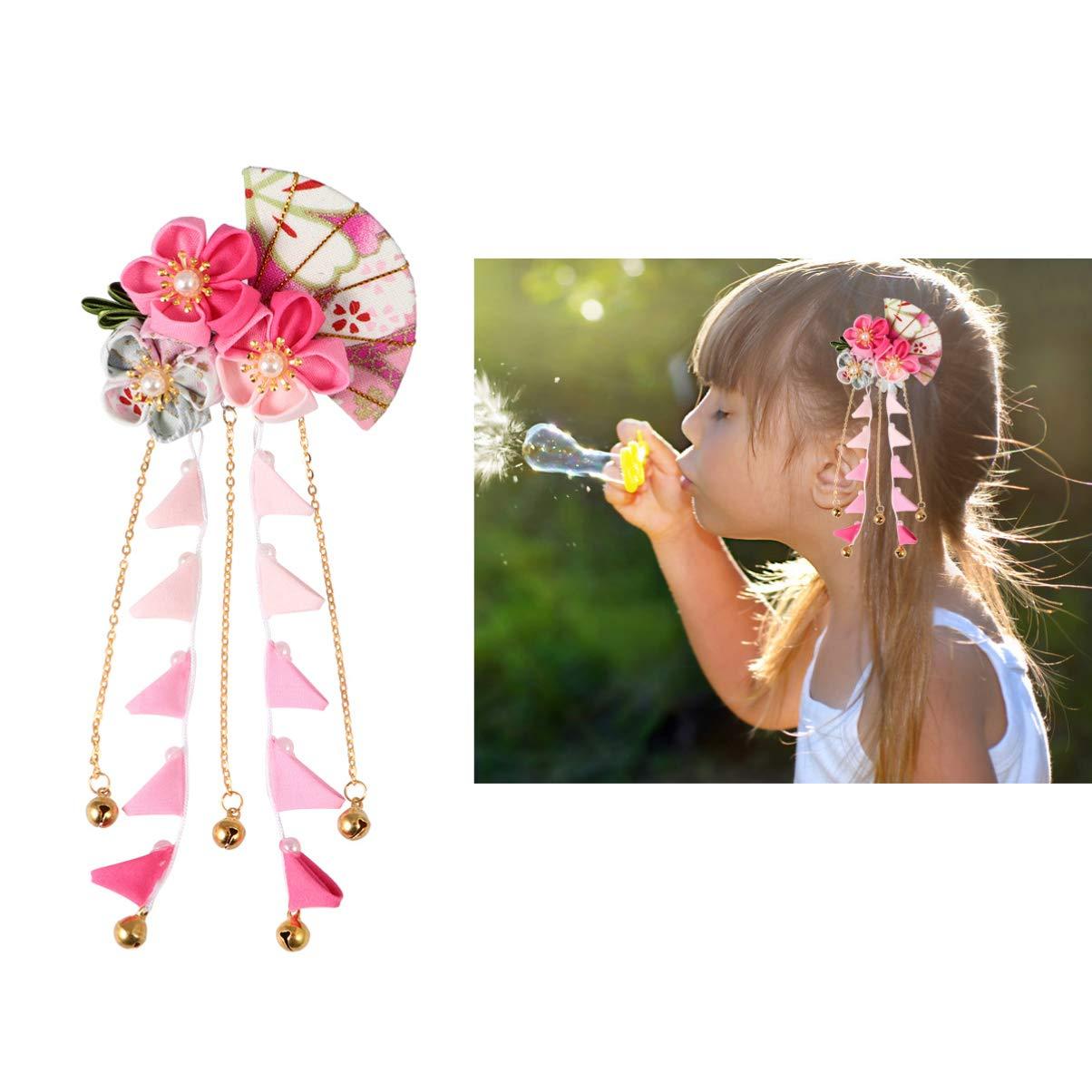 Minkissy Flower Hair Clips - Japanese Kanzashi Hair Barrettes for Girls ...