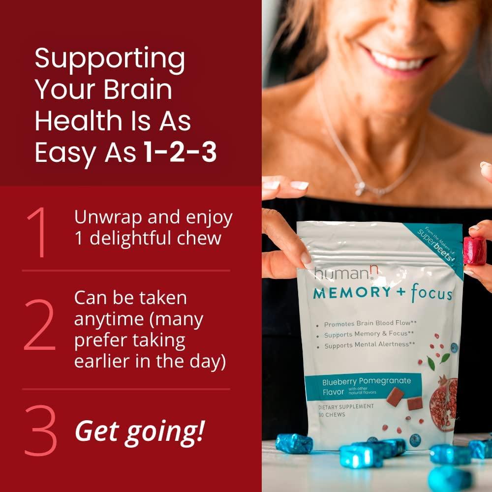 HumanN SuperBeets Memory + Focus Chews - Brain Health Nootropic with ...