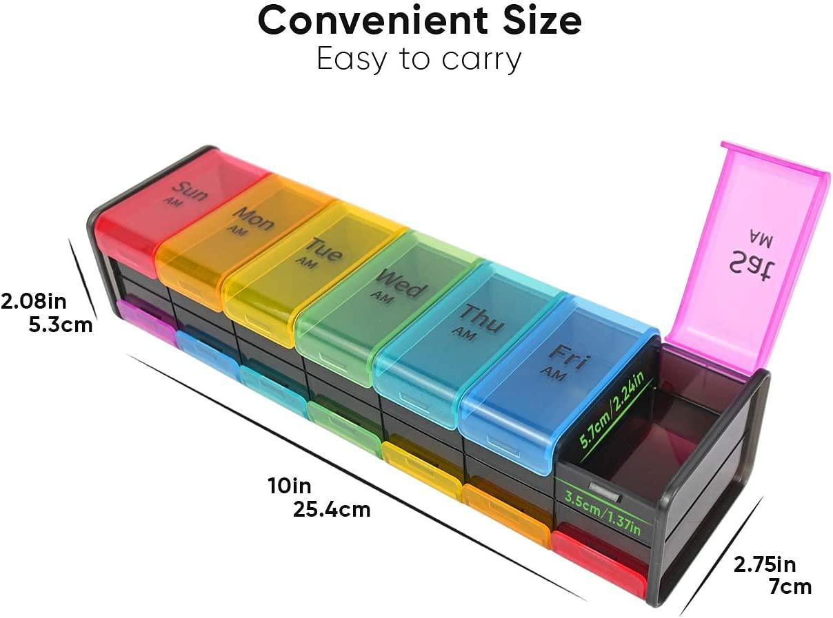 Extra Large Pill Organizer with Cutter - 7 Day Double-Sided Pill Box ...