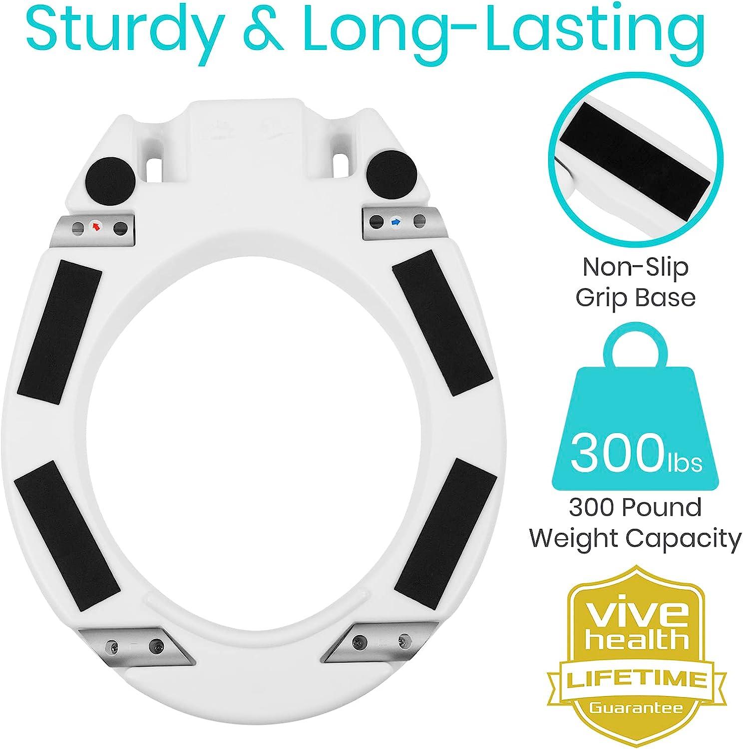 Vive Raised Toilet Seat Riser with Handles - Elderly & Handicap Grab ...