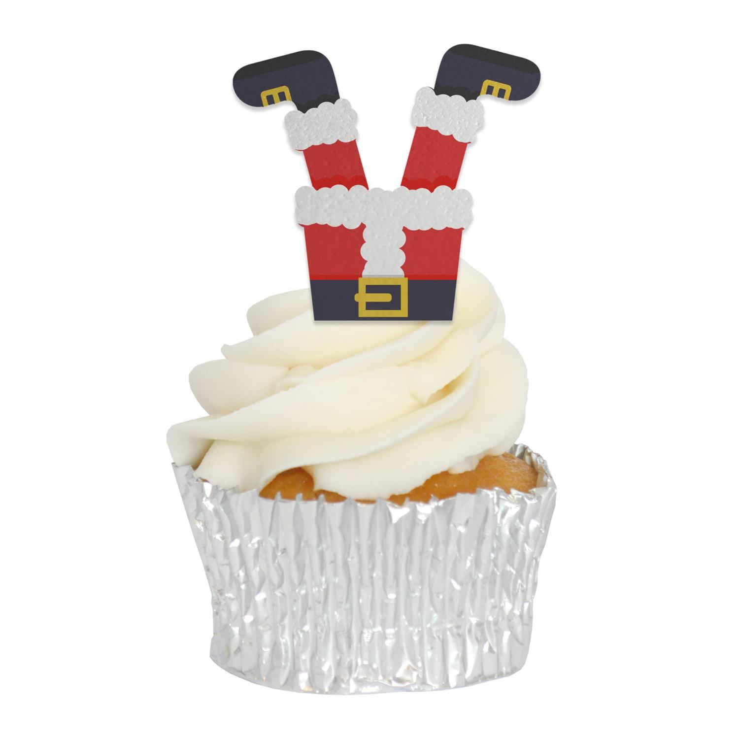 Edible Wafer Father Christmas Legs Pre-Cut Cupcake Toppers - 24pc | Buy ...