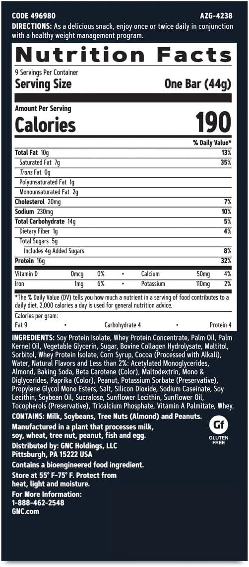 GNC Total Lean Layered Lean Bar - Coconut Caramel (9 Bars) | Healthy ...