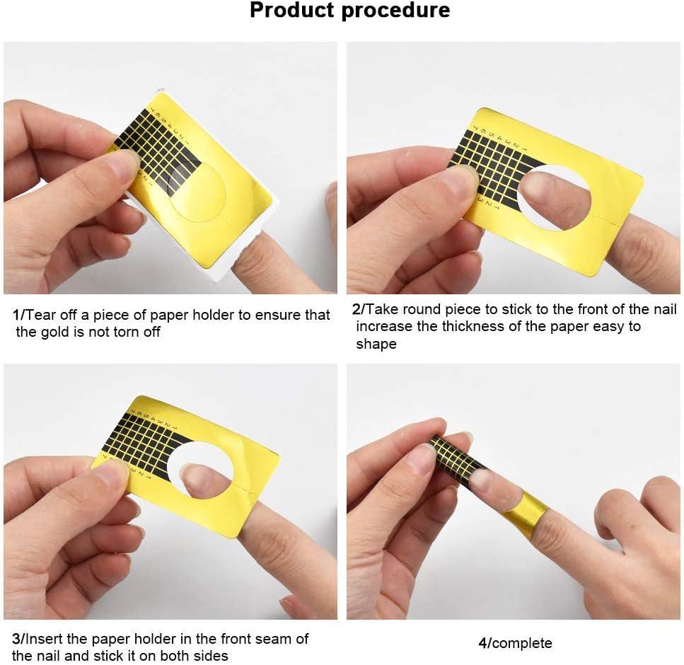 Self-Adhesive Nail Templates for Gel Nails - 100 Pieces Golden Modeling ...